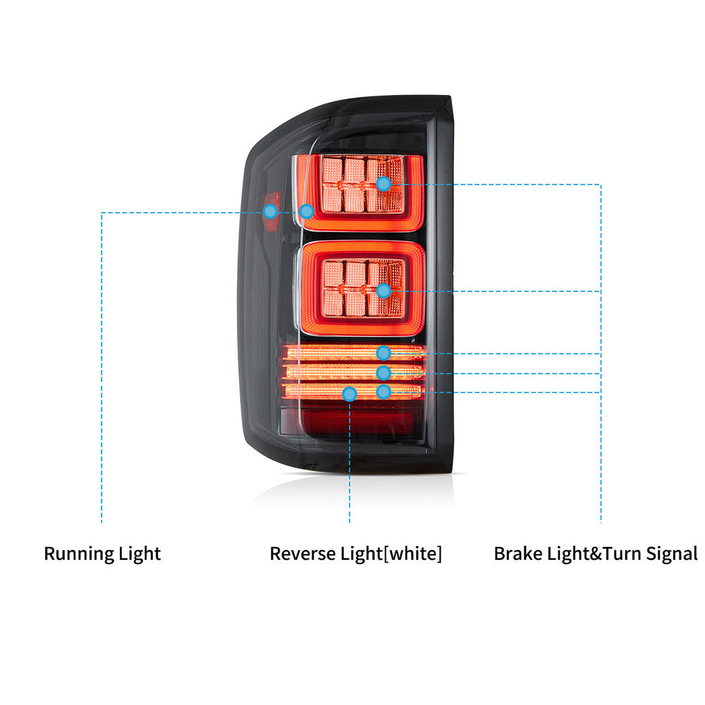 VLAND UK LED Tail lights For 2014-2018 Chevrolet Silverado 1500 2500HD ...